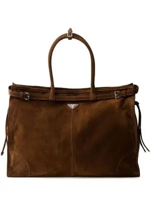 Prada Suede Tote - Brown