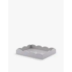 ADDISON ROSS LONDON Scalloped-edge Square Lacquered Tray 20cm X 27cm - Grey