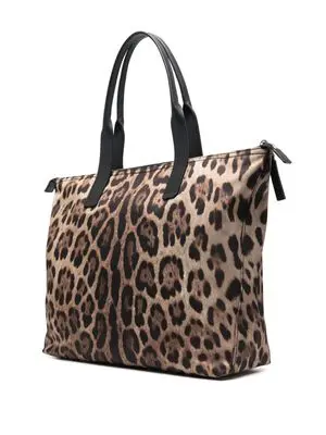 Dolce & Gabbana Leopard Print Tote Bag - Brown