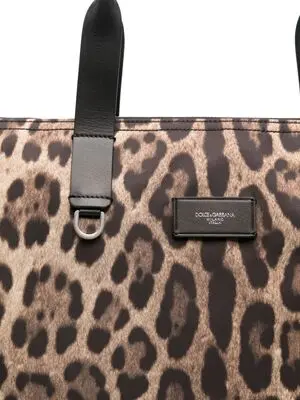 Dolce & Gabbana Leopard Print Tote Bag - Brown