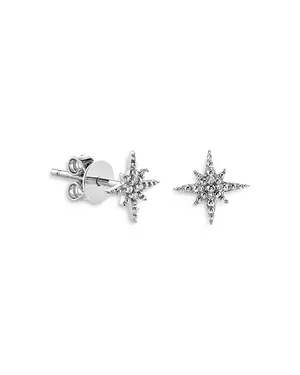 SYDNEY EVAN 14k Gold Diamond Starburst Stud Earrings - White