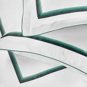 AMALIA HOME COLLECTION Lagos Gradient Egyptian Cotton Sateen Flat Sheet, King - White/esmerald