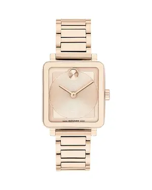 Movado Bold Evolution Tank Watch, 26mm X 26mm Rose Dial