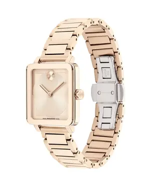 Movado Bold Evolution Tank Watch, 26mm X 26mm - Rose Dial