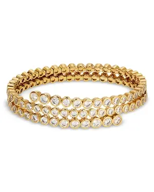 Nadri Dazzle Cubic Zirconia Bezel Triple Flex Wrap Bracelet - Gold