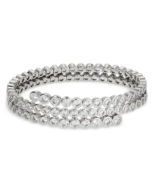 Nadri Dazzle Cubic Zirconia Bezel Triple Flex Wrap Bracelet - Silver