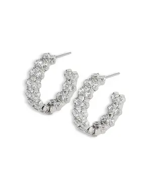 Nadri Cassi Cubic Zirconia Hoop Earrings - Silver