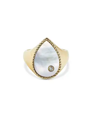 Yvonne Léon 9k Yellow Pear Signet Ring - Gold