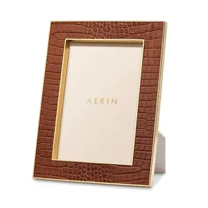 Aerin Classic Croc Leather Frame 8 X 10 - Chestnut