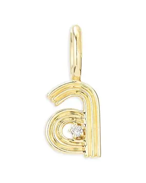 Adina Reyter 9k Yellow Diamond Initial Charm Pendant - A