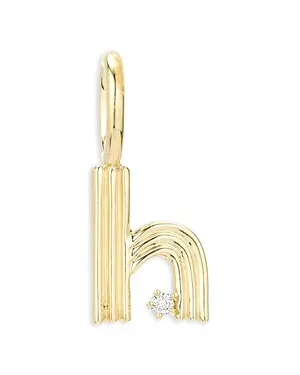 Adina Reyter 9k Yellow Gold Diamond Groovy Initial Charm Pendant H