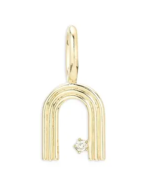 Adina Reyter Adina Reyter 9k Yellow Gold Diamond Groovy Initial Charm Pendant N