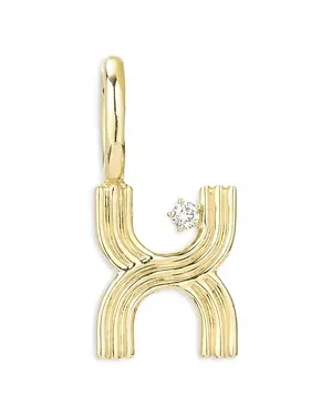 Adina Reyter Adina Reyter 9k Yellow Gold Groovy Initial Diamond Pendant X
