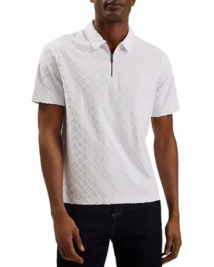 Ted Baker London Ansom Textured Quarter Zip Terry Polo Shirt