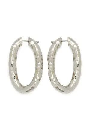 JIL SANDER Hammered Hoop Earrings - Silver