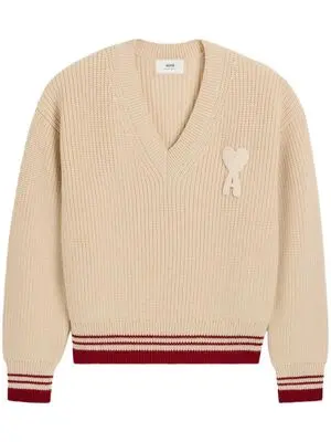 AMI Paris Ribbed V-neck Sweater
