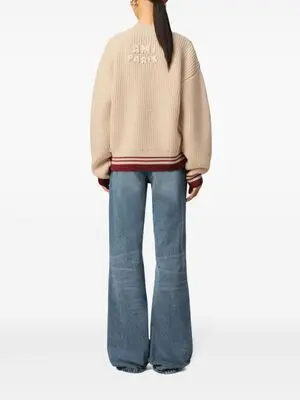 AMI Paris Ribbed V-neck Sweater