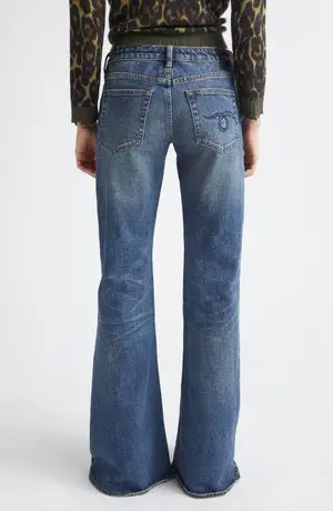 R13 Overflow Boyfriend Flare Jeans - Mire Blue Stretch