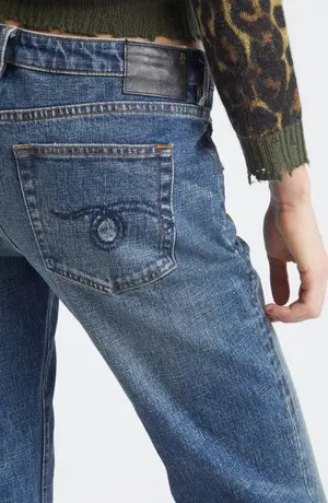 R13 Overflow Boyfriend Flare Jeans - Mire Blue Stretch