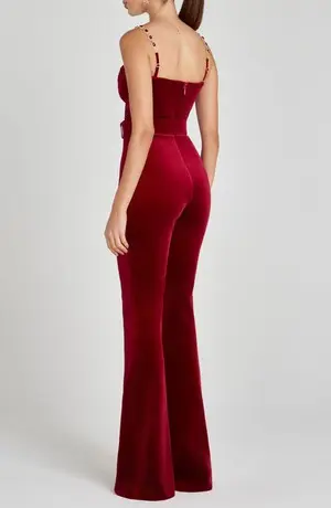 NADINE MERABI Harley Flare Velvet Jumpsuit