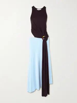 Victoria Beckham Embellished Two-tone Cutout Midi Dress - Brown