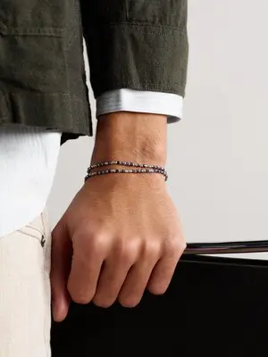 MAOR M. Cohen Percep Two Sterling Silver, Sapphire, And Lapis Lazuli Beaded Wrap Bracelet