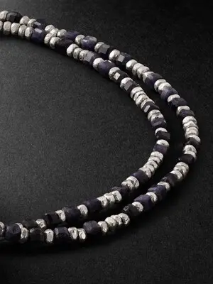 MAOR M. Cohen Percep Two Sterling Silver, Sapphire, And Lapis Lazuli Beaded Wrap Bracelet