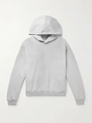 Acne Studios Franziska Garment-dyed Distressed Logo-print Cotton-blend Jersey Hoodie