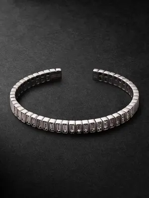 SUZANNE KALAN Inlay 18-karat White Gold Diamond Bangle - Silver