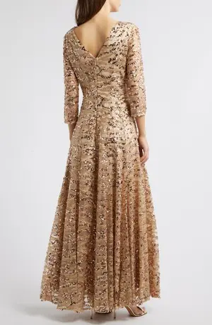 TAHARI ASL Sequin A-line Gown