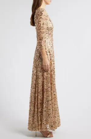 TAHARI ASL Sequin A-line Gown