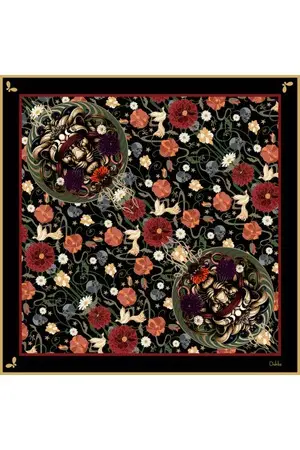 Henelle Large Silk Scarf - Black Dahlia