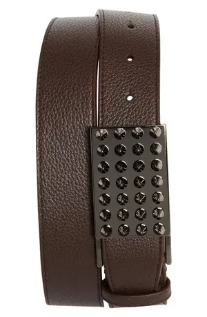 CHRISTIAN LOUBOUTIN Funky Empire Calfskin Leather Belt - Cosme/ Gun Metal