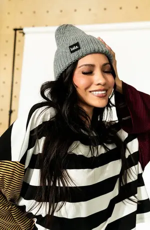 DRESSED IN LALA Grunge Chic Beanie - Grey