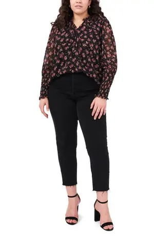 1.State Floral Print Smocked Top