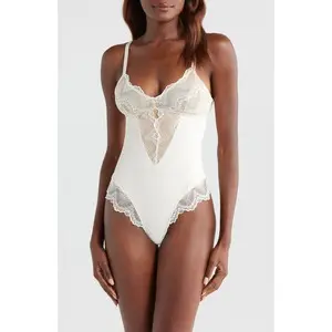 PINSY Sculpting Lace Shapewear Bodysuit - Cream