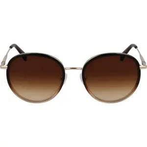 Longchamp Roseau 52mm Round Frame Sunglasses - Gold/gradient Brown