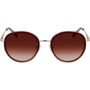 Longchamp Roseau 52mm Round Frame Sunglasses - Rose Gold/gradient Burgundy