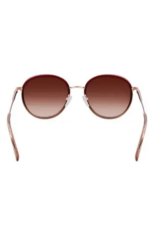 Longchamp Roseau 52mm Round Frame Sunglasses - Rose Gold/gradient Burgundy