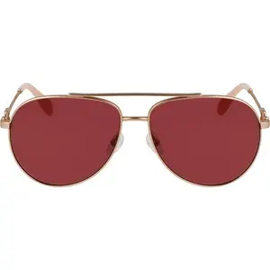 Longchamp Foulonn Aviator Sunglasses - Rose Gold/wine