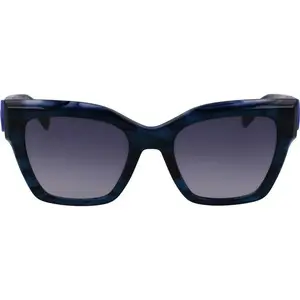 Longchamp Medallion Rectangular Sunglasses - Striped Blue