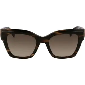 Longchamp Medallion Rectangular Sunglasses - Striped Green