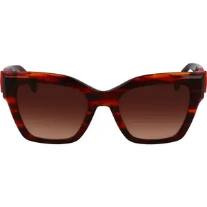 Longchamp Medallion Rectangular Sunglasses - Striped Red