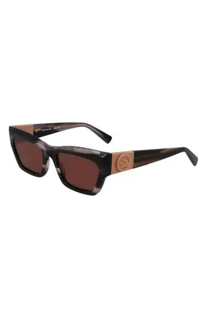 Longchamp Medallion Rectangular Sunglasses - Striped Black