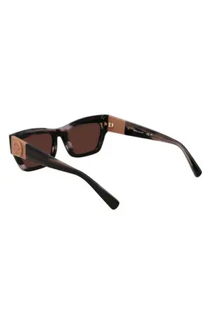 Longchamp Medallion Rectangular Sunglasses - Striped Black