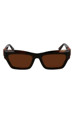 Longchamp Medallion Rectangular Sunglasses - Striped Brown