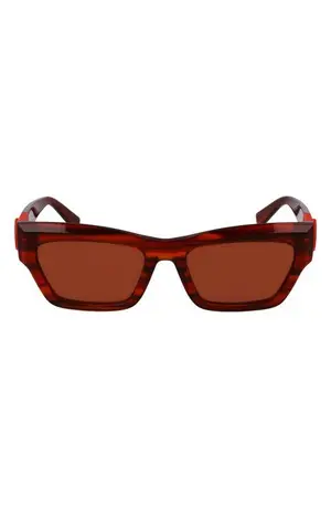 Longchamp Medallion Rectangular Sunglasses - Striped Red