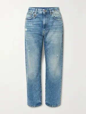 R13 Distressed Boyfriend Jeans - Blue