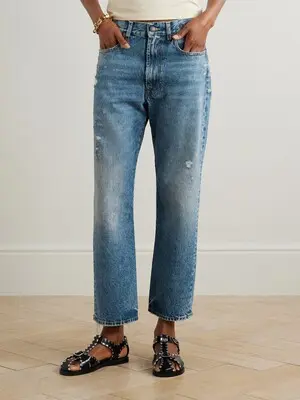 R13 Distressed Boyfriend Jeans - Blue