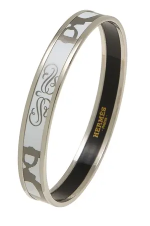 Hermès Enamel & Plated Bangle - Silver